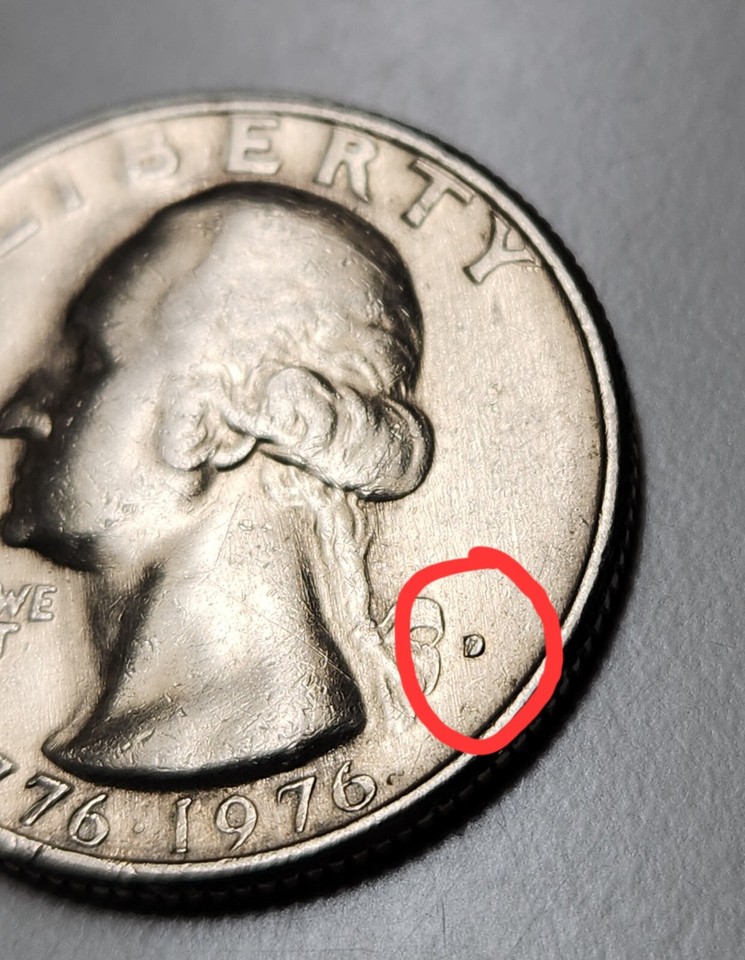 1776-1976 D US Bicentennial Quarter ERROR Coin Filled Mint Mark, Half ...