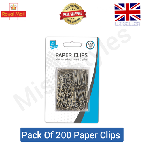 200 PAPER CLIPS 28MM POLISHED STEEL METAL PAPERCLIPS HOME OFFICE SCHOOL ...