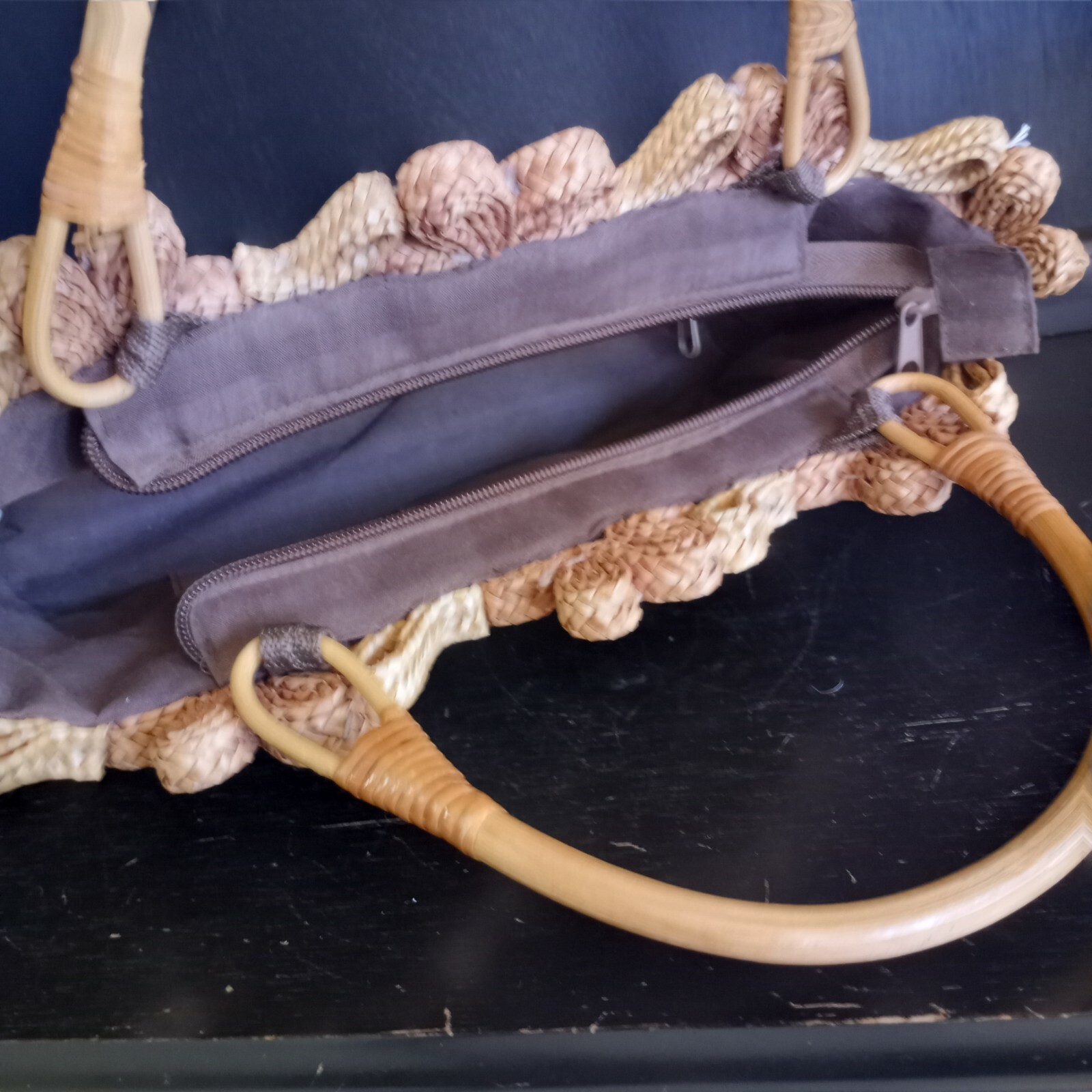 Cappelli Style Straw Handbag Satchel With Flowers And Bamboo Handles | eBay