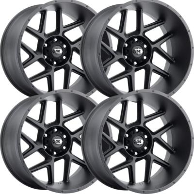 (Set-4) Vision 360 Sliver 22x12 8x6.5 -51mm Satin Black Wheels Rims 22 ...