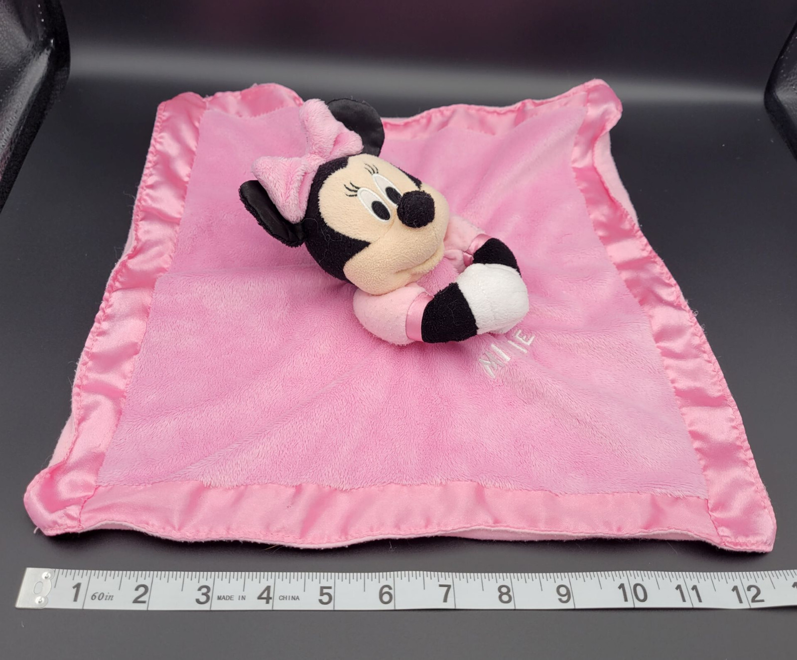 MINNIE MOUSE Rattle Lovey Security Blanket Satin & Disney Junior Pop ...