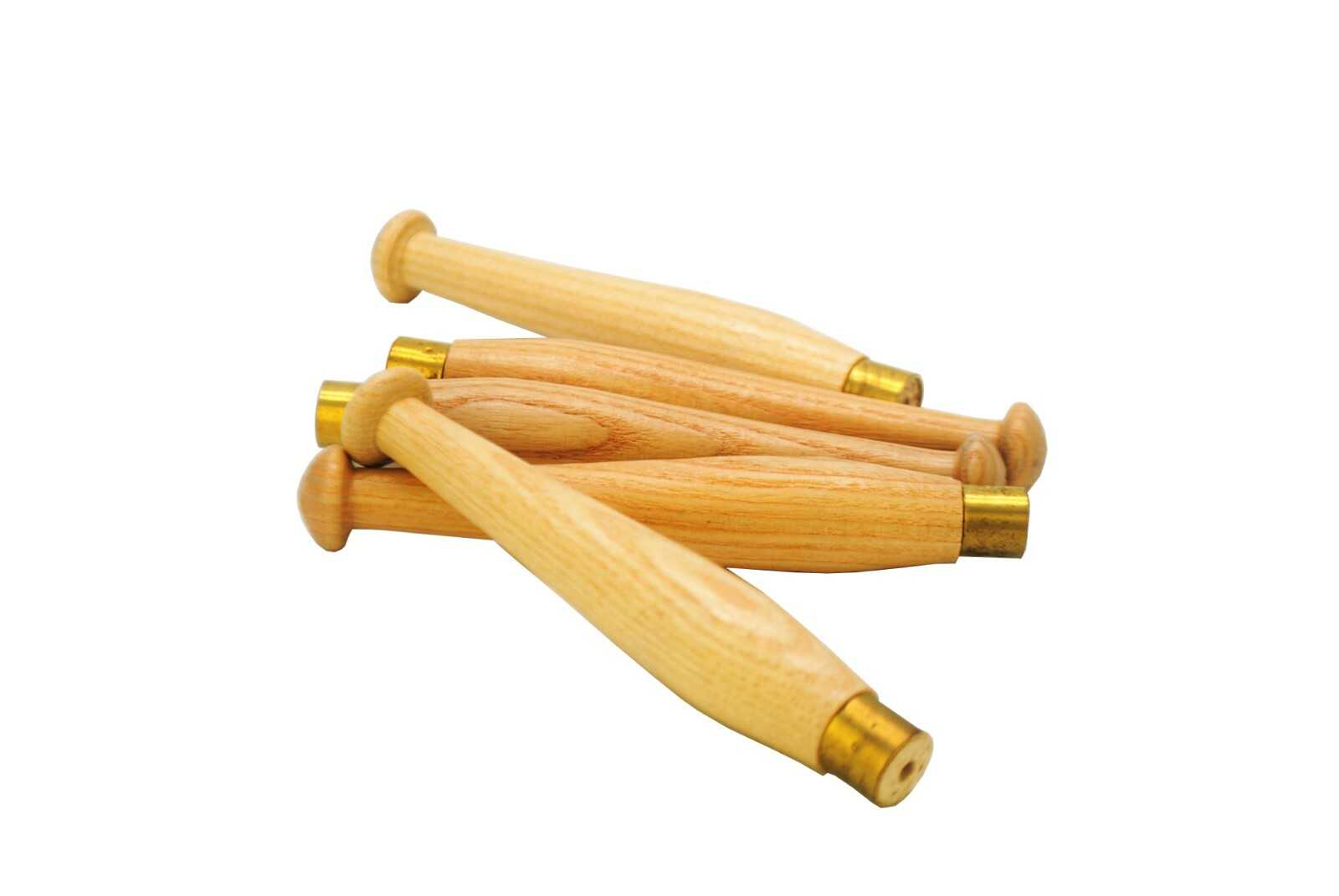 5x 125mm Small Wood Ash Handles with Brass Ferrules for Wood Turning ...