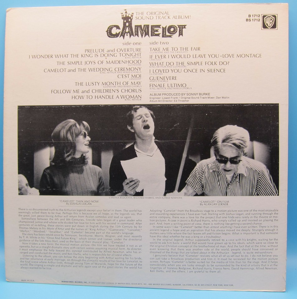 Camelot - Original Soundtrack - Warner Bros 1967 (Gold Label) | eBay