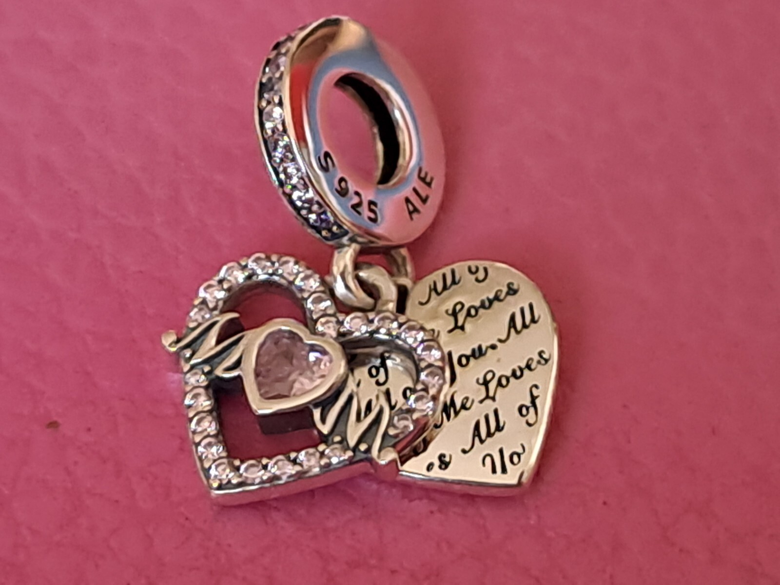 PANDORA Heart and Mum Dangle Charm - Pink (799402C01 ) for sale online ...