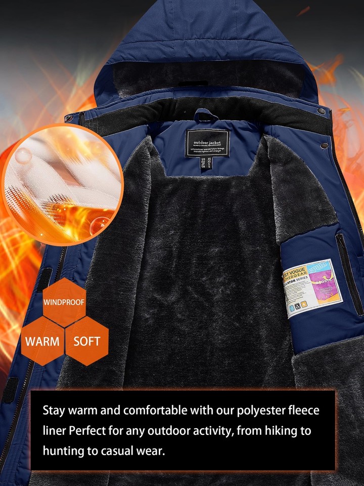 Women's Waterproof Ski Snow Jacket Winter Fleece Coat Outdoor Walking ...