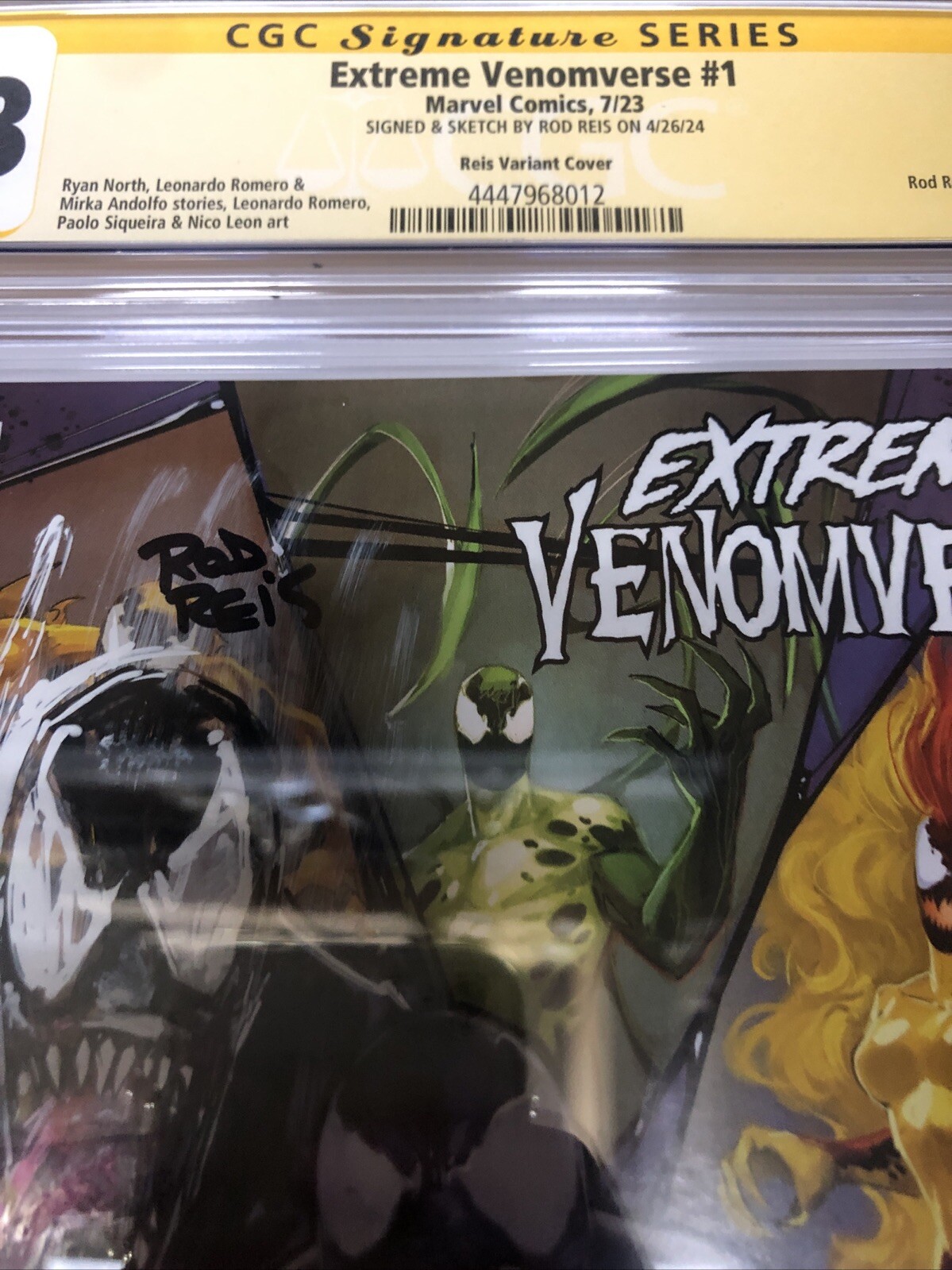 Extreme Venomverse (2023) # 1 (CGC 9.8 SS) Signed & Sketch Rod Reis ...