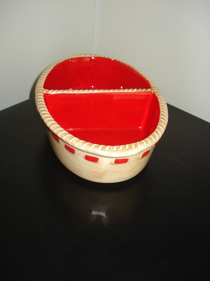 Vintage AVON 9 x 6 Ceramic Embossed Divided Serving Dish w/Chilis | eBay