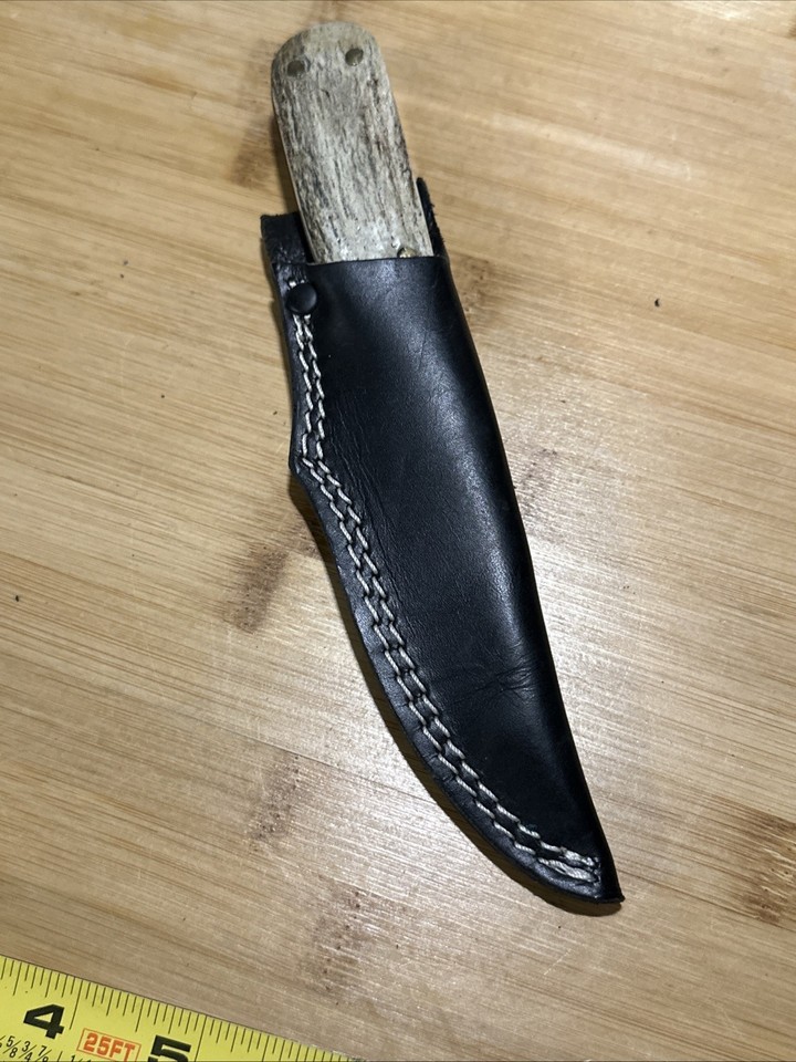 Vintage Custom RJ Young 95 Stag Fixed Blade Knife Leather Sheat Rare ...