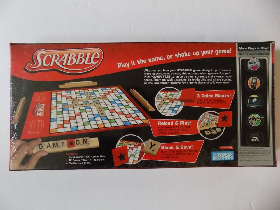NEW Scrabble Board Game 2012 Hasbro Classic With Power Tiles Word Game ...