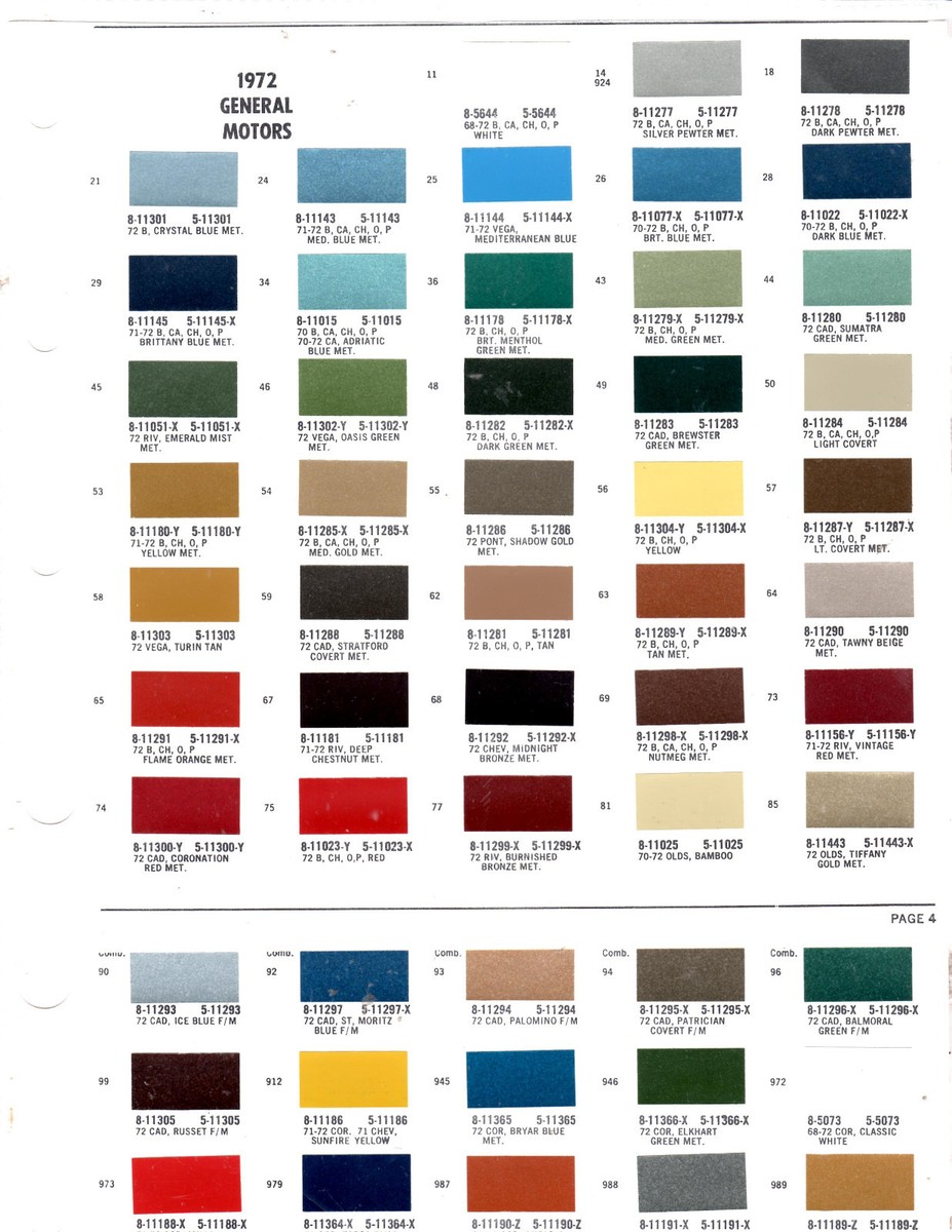 1972 Chevy Paint Color Chart Pin By Josh Weiss On Trucks | Chevy