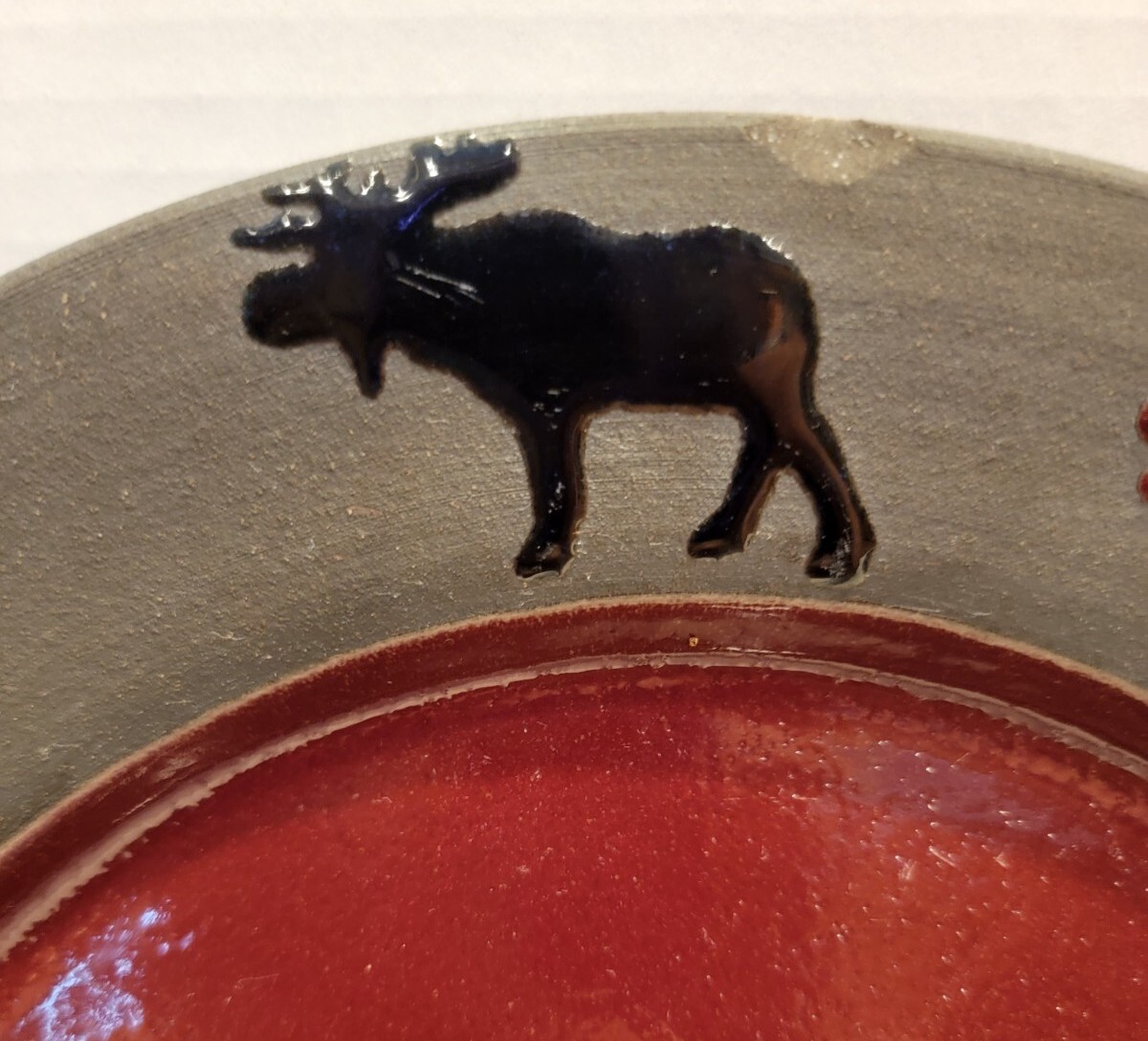 Boot Hill Pottery 3 Dinner Plates Signed-Embossed Moose & Holly ...