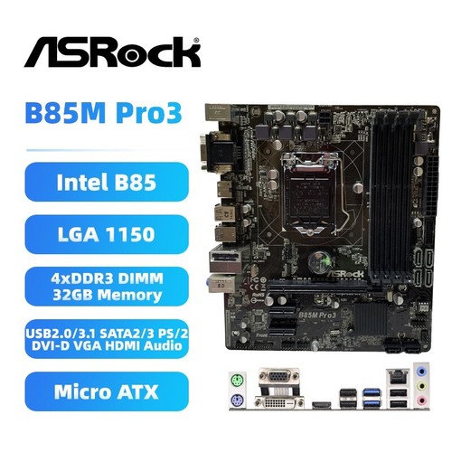 ASRock LGA1150 Motherboard B85M Pro3 Intel B85 DDR3 for 4th Intel Core ...