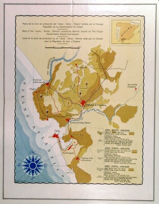 SHERRY REGION SPAIN: Detailed map of Jerez / Xeres, Cadiz and Frontera ...