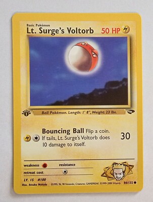 Pokemon - Lt. Surge's Voltorb - Gym Challenge 86/132 1st Edition ...