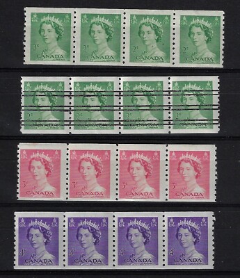 #331,331xx - #333 coil strips of 4 KARSH ISSUE, 2c, 2c precancel 3c, 4c ...