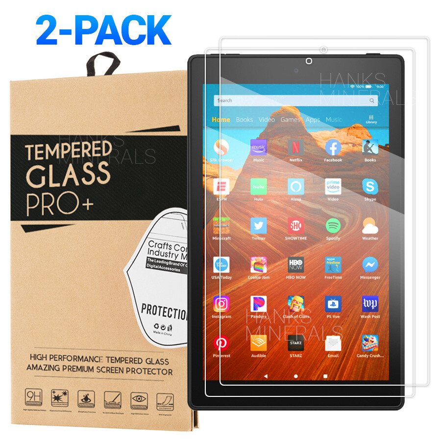 2-Pack Tempered Glass Screen Protector For Amazon Fire HD 10 / 8 Plus ...