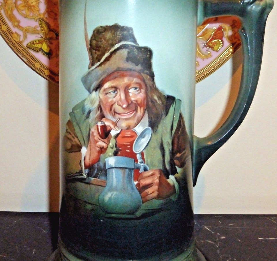 Antique Hand Painted Tankard 11 7/8" High | eBay