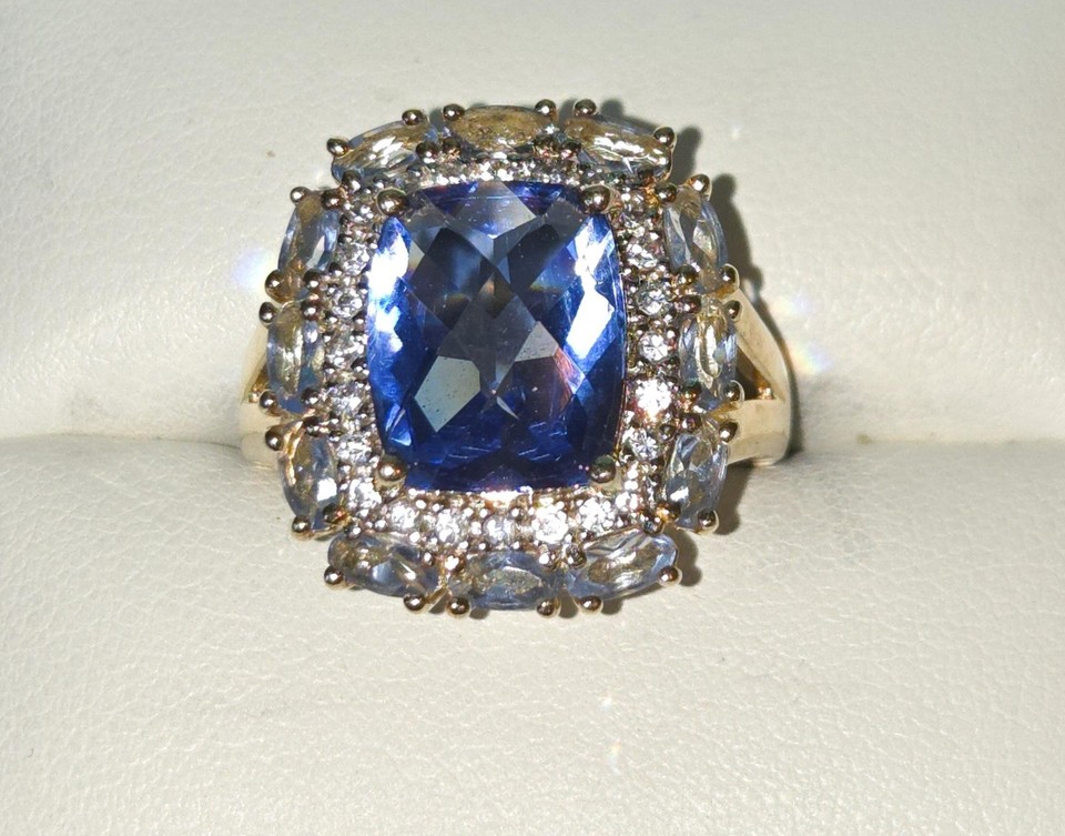 Ross Simons Gold Over Sterling Lab Created Tanzanite Cocktail Ring Size ...