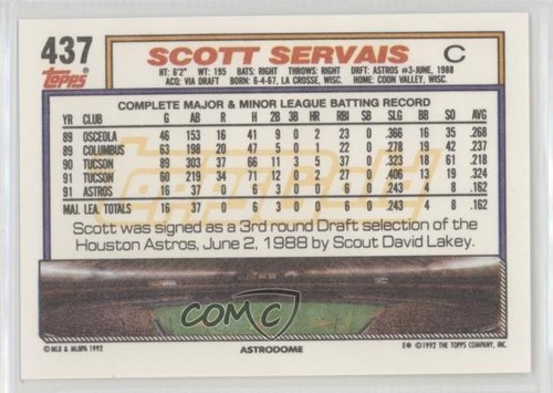 1992 Topps Gold Scott Servais #437 Rookie RC | eBay