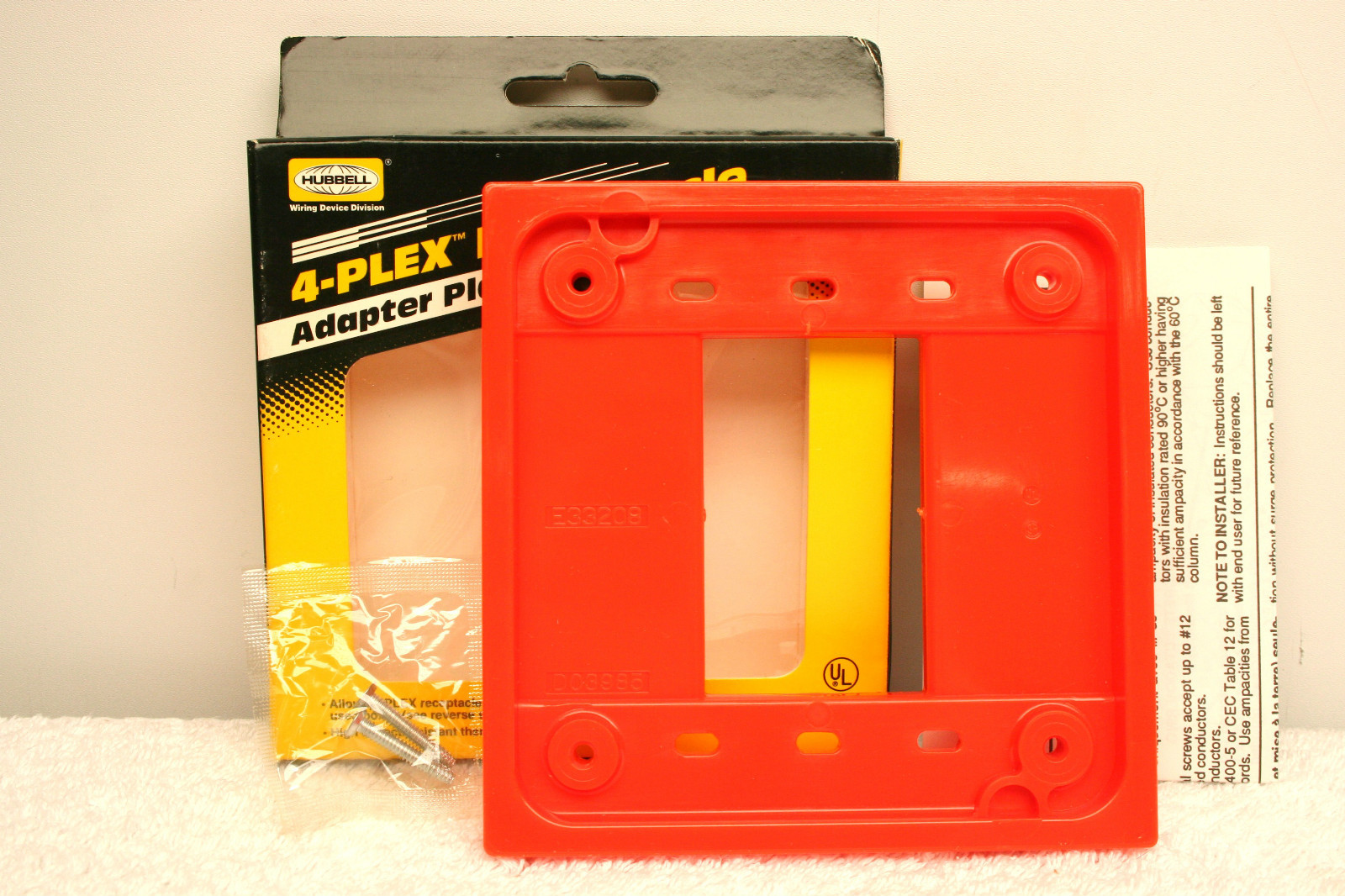 Hubbell 4APO 4-Plex Receptacle Plate Orange Adapter E33208 D03985 **NEW ...