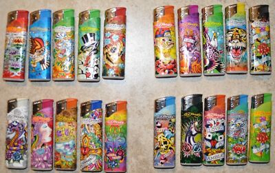 50 x Ed Hardy Lighters Tattoo Design Refillable Gas Lighter(Different ...