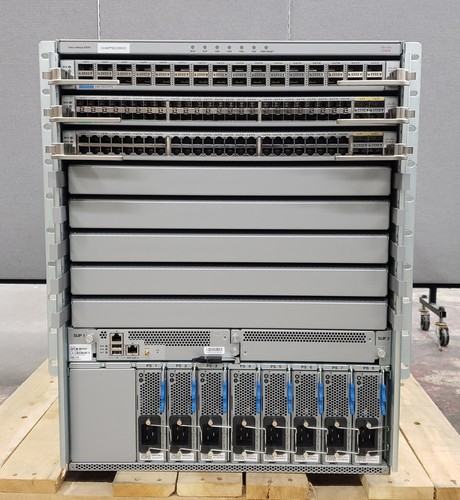 Cisco Nexus N9K-C9508 Switch Chassis 7x PSU 3x Fans 1x N9K-SUP-A 2x N9K ...