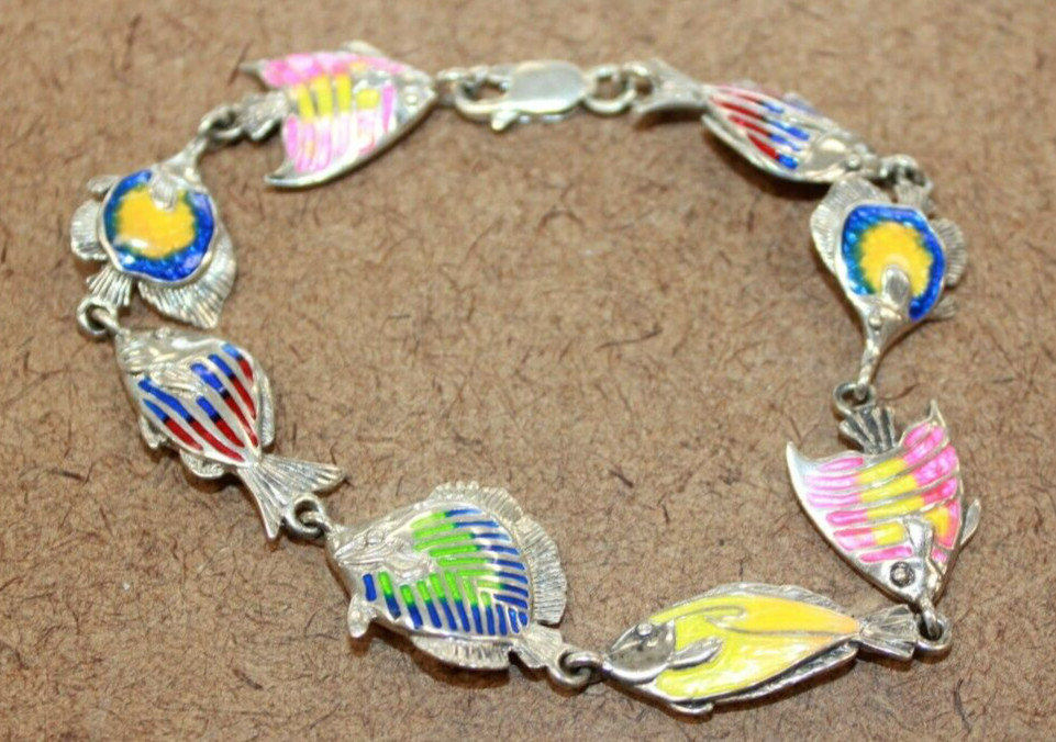 Kabana Sterling Silver Enamel Tropical Fish Chain Bra… - Gem