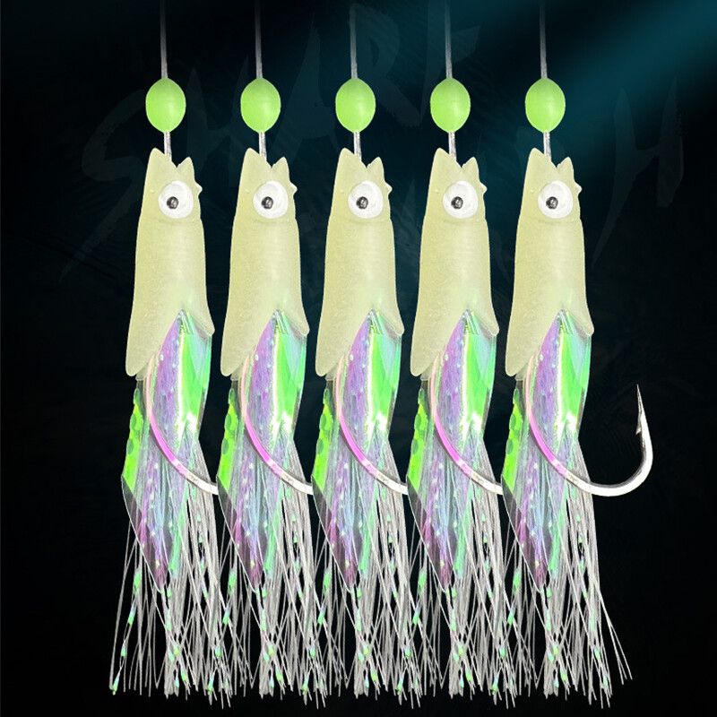 10× Luminous Bait Feathers Lures Mackerel Bass Cod Sea Fishing Rigs ...