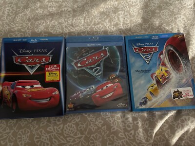 CARS Trilogy 1-3 Blu-ray LOT 1 (Blu-ray) 2 (Blu-ray/DVD) 3 (2-Disc ...