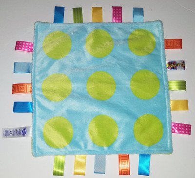 Taggies Green Polka Dot Circle Security Blue Baby Blanket Taggie Lovey ...