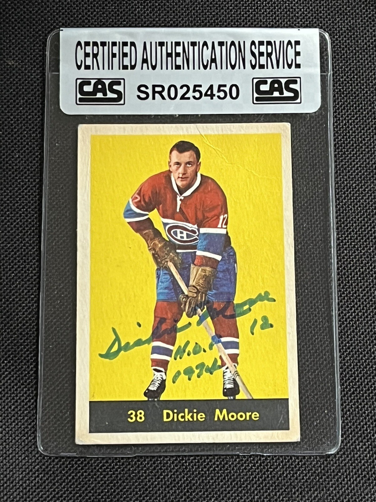 HOF DICKIE MOORE 1960-61 PARKHURST SIGNED AUTOGRAPHED CARD #38 CAS ...