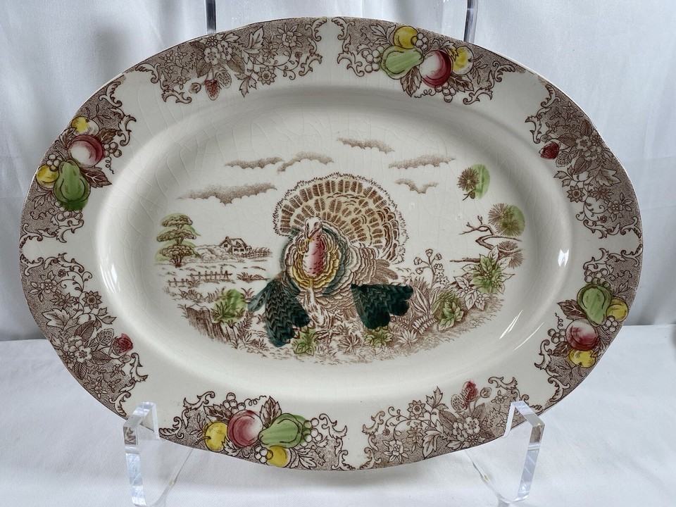 ONE Vintage Turkey Platter Hand Painted Japanese Transferware ...