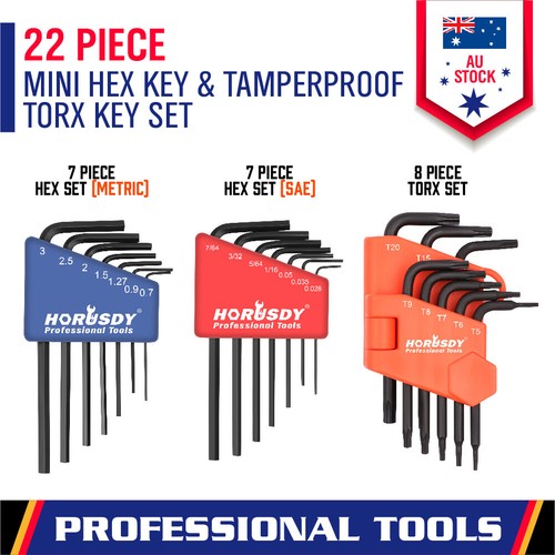 22-Piece Stubby Hex & Torx Key Set Mini Allen Wrench Tamper proof ...