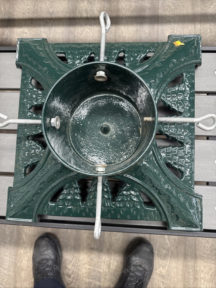 14” Square Green Cast Iron Christmas Tree Stand Holds Up To 6” Diameter ...