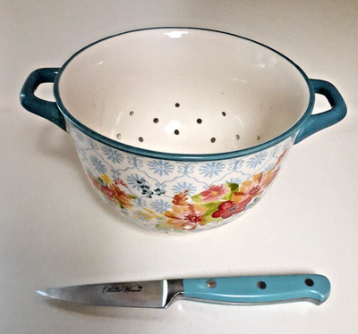 Pioneer Woman Wildflower Whimsy Ceramic Colander / Strainer + 3.5 ...