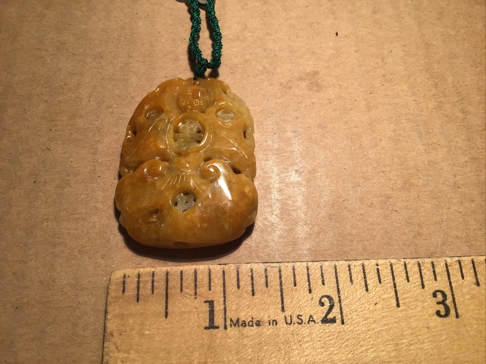 Goldish Brown Jadeite 2 sided Reverse Two Toned Translucent Pendant | eBay