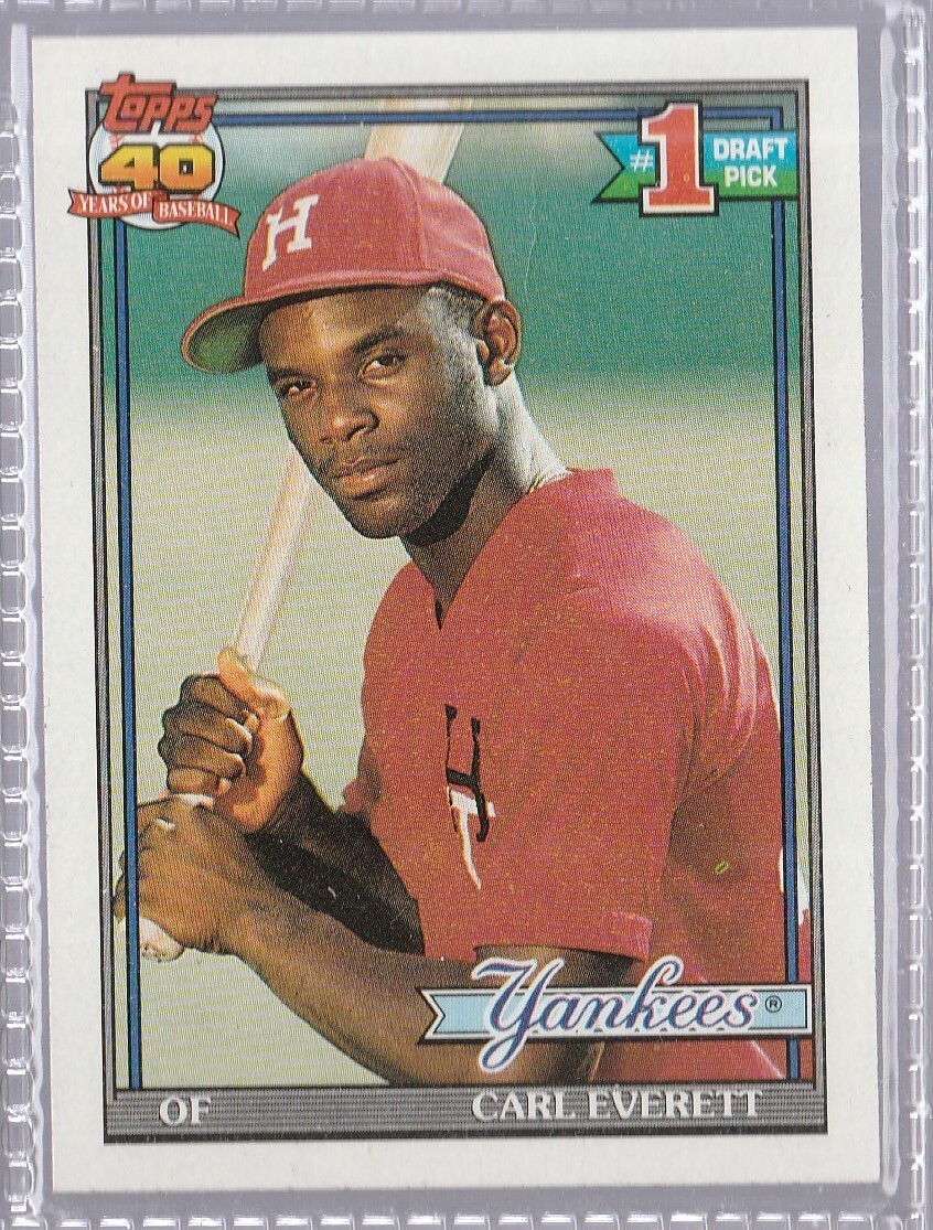CARL EVERETT RC 1991 Topps MLB #1 Draft Pick New York Yankees ROOKIE ...