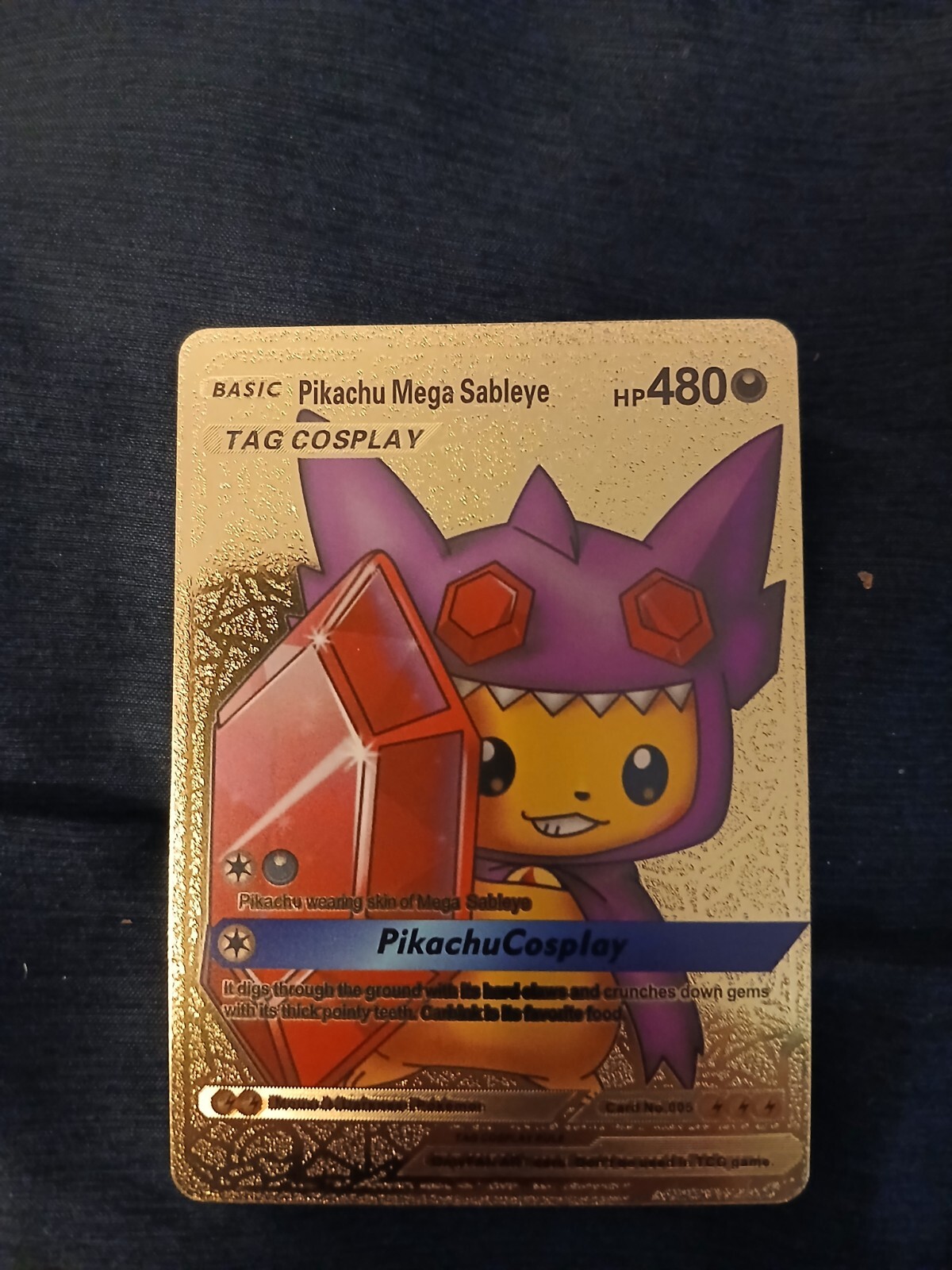Pikachu Mega Sableye Tag Cosplay Gold Foil Fan Art Pokemon Card HP 480 ...