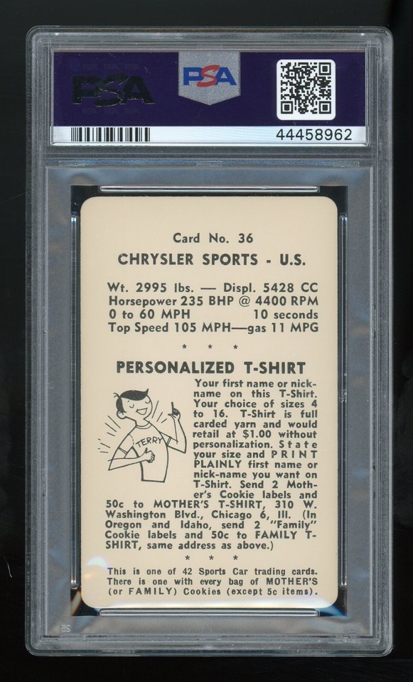 1955 D72 Mother's Cookies Sport Cards #36 Chrysler PSA 9 MINT #44458962 ...