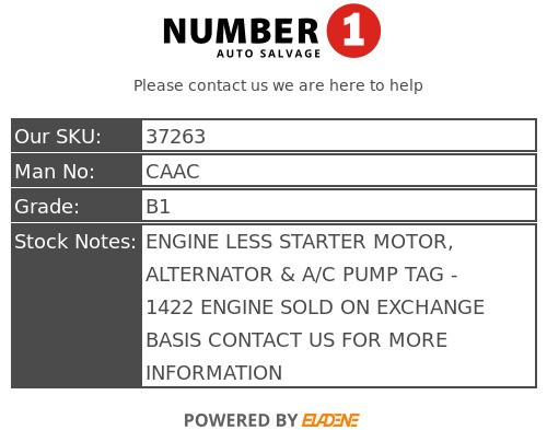 VOLKSWAGEN TRANSPORTER T30 TDI 4MOTION 1968CC 2.0 DIESEL ENGINE CAAC ...