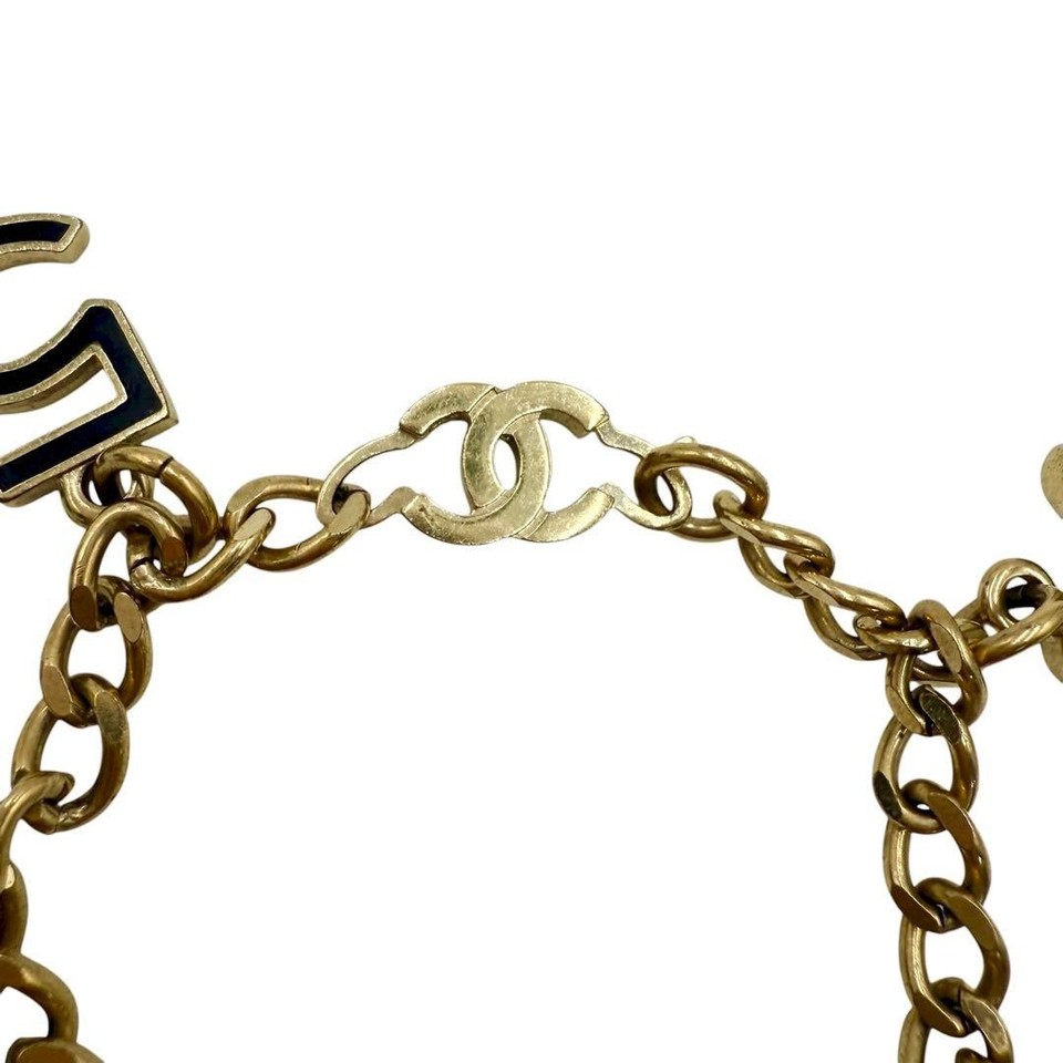 CHANEL CC Logo Multiple Charm Gold Bracelet Camellia Collection COCO ...