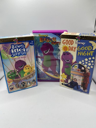 Barney VHS Lot! Big Surprise Live On Stage, Beach Party, Good Day Good ...