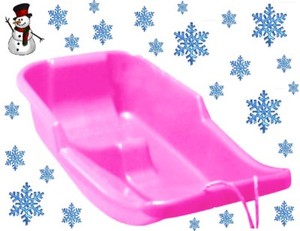 KIDS SNOW SLEDGE, SLED, SLEDGING, PLASTIC PINK SNOW SLEDGE ICE SNOWMAN ...