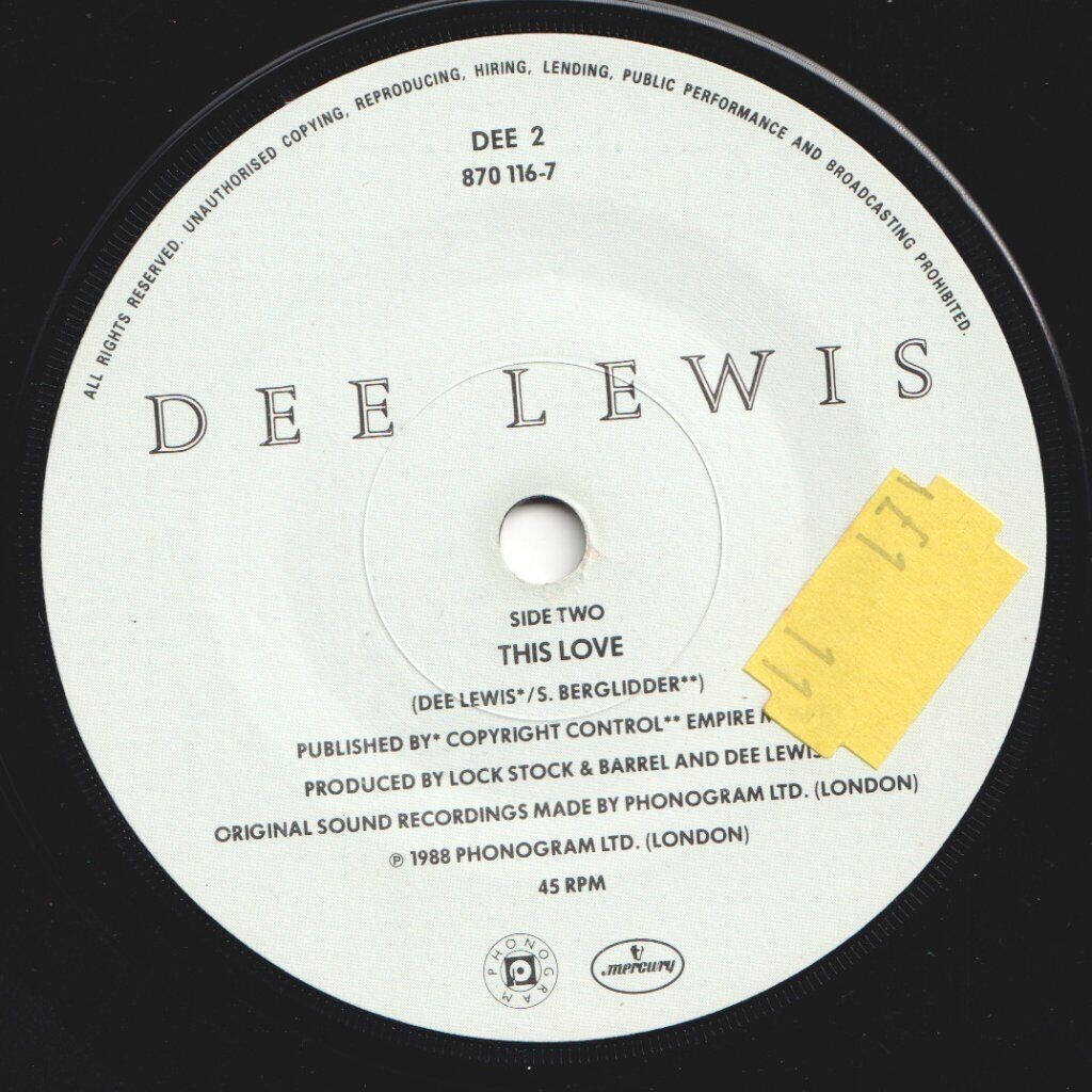 Dee Lewis Don't Make Me Wait 7" vinyl UK Phonogram 1988 with sticker on ...