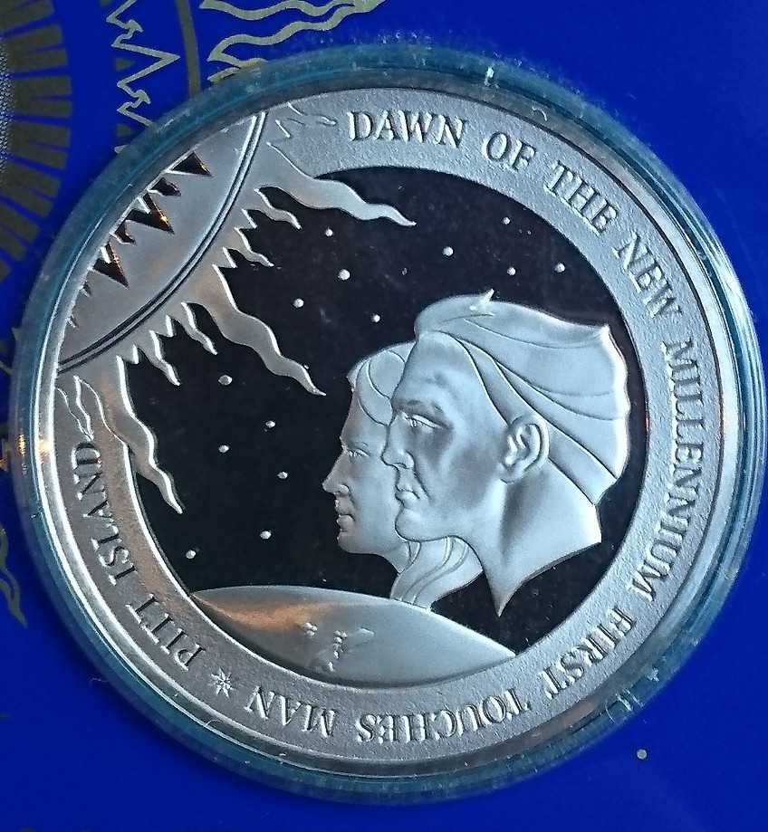 2000 DAWN NEW MILLENNIUM KIRIBATI & PITT & BALLENY Islands Silver Coin ...