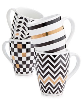 Macy’s Designer Coffee Mugs – Set of 4 Embellished with 14K Gold | New ...