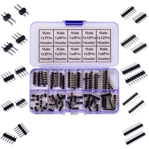 2.54mm Male Pin Header Single Row DIP Connector Kit，1 * 2/3/4/5/6/7/8/9 ...