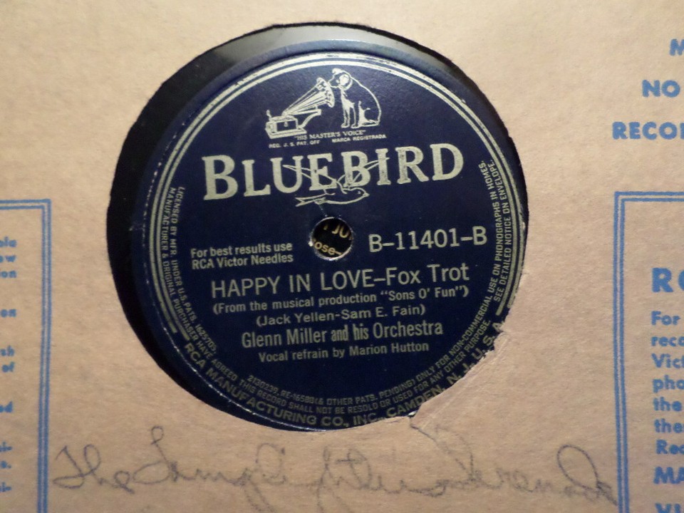 BLUEBIRD 78 RECORD 11401/GLENN MILLER/MOONLIGHT COCKTAIL/HAPPY IN LOVE ...