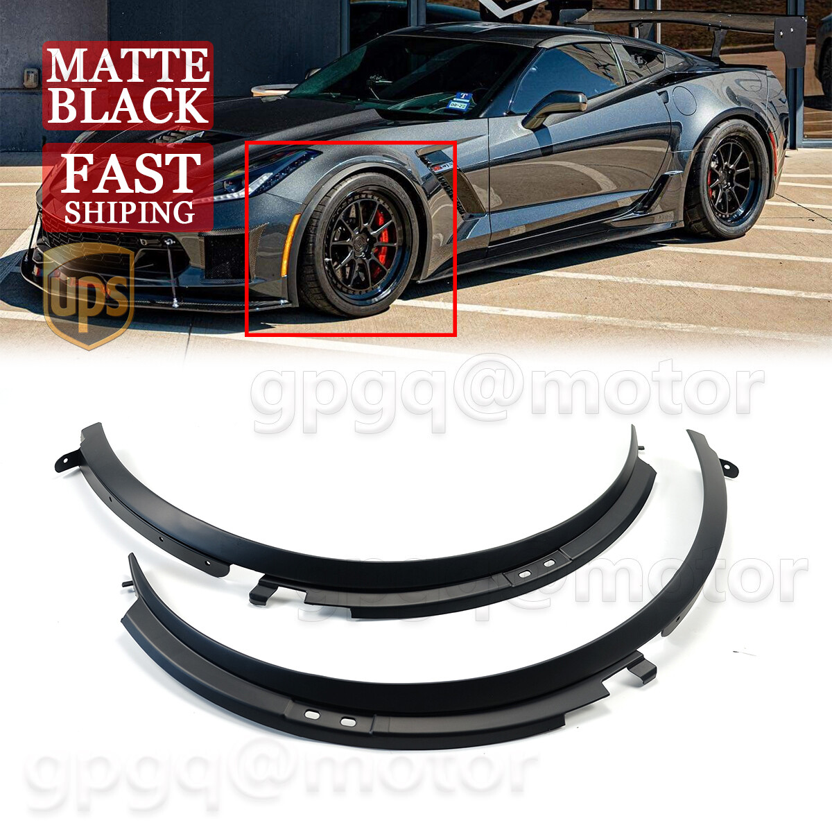 For Corvette C7 Z06 2014-2019 1 Pair Matte Black Front Wheel Trim ...