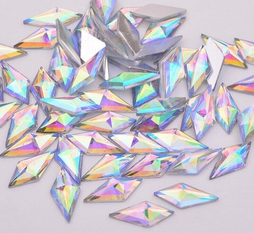 40Pcs Rhombus Resin Rhinestones Crystal AB Stones DIY Clothing Craft ...